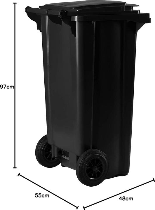 Hardwex Mülltonne mit Rädern und Deckel (120 Liter) (120 l)