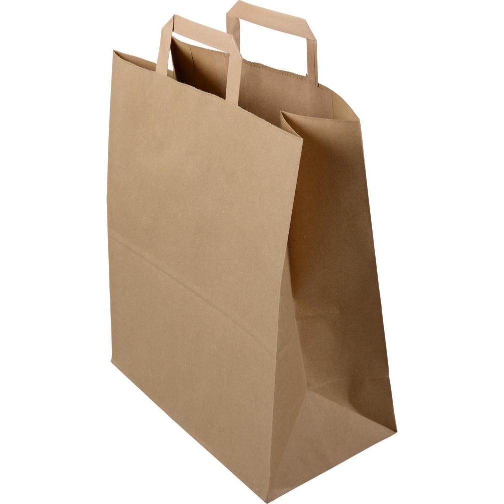 Elco Geschenktüte mit Flachhenkel 32 x 17 x 38 cm 50 Stück, Braun - Digitec