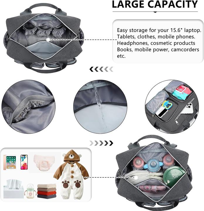 Kono Baby-Wickeltasche Eq2411 mit isolierten Fächern und Wickelauflage ...
