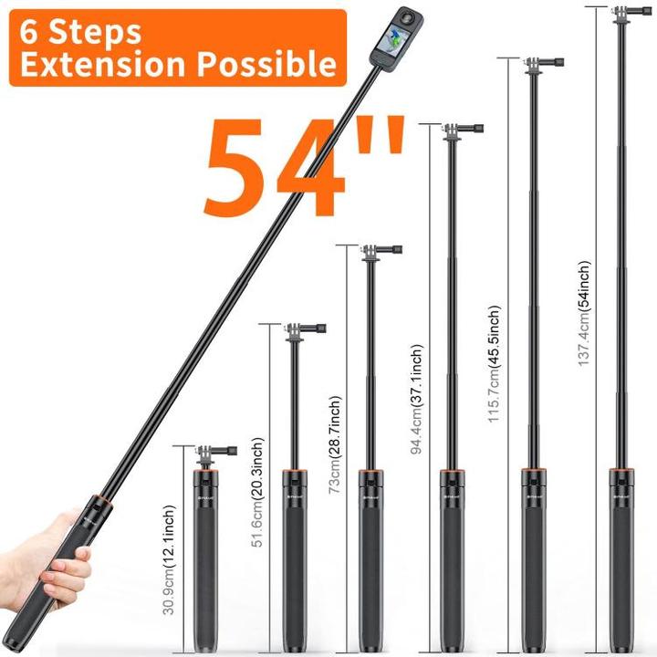 Puluz 1.4m Action Camera Selfie Stick Tripod Vlog Live Streaming Holder ...