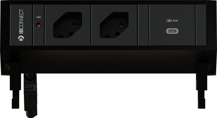 IB Connect SUPRA power strip black 2x type 13 1x USB-C 60W +bracket ...