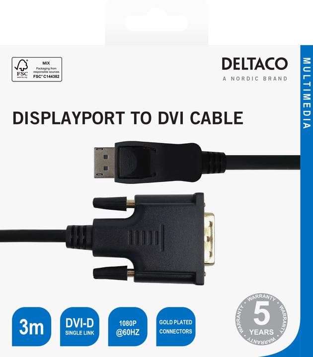 Deltaco 00110010 video cable adapter DisplayPort DVI Black - Galaxus