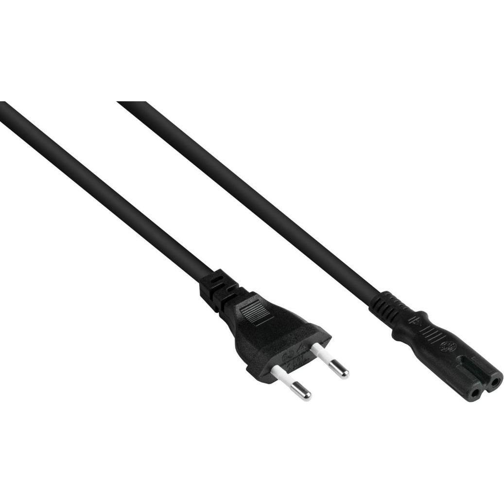 Varia Euro mains cable Euro plug type C to C7Euro 8 socket, black, 0 ...