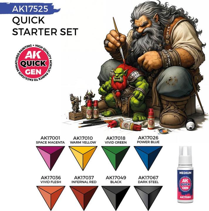 AK Interactive Quick Gen - Quick Starter (Set 9 Refs + 1 Brush) - Galaxus