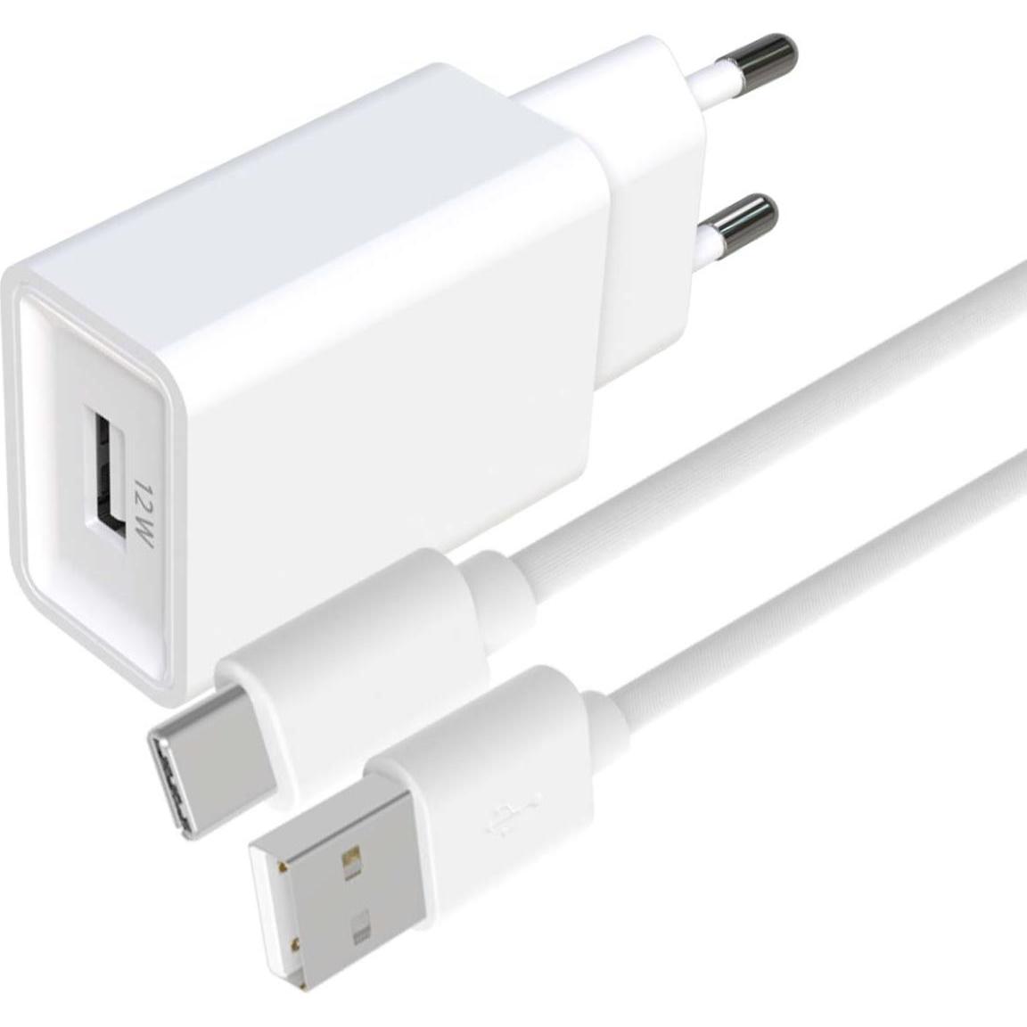 Jaym PACK CHARGEUR SECTEUR USB-A + CABLE USB-A VERS USB-C 1.5M - BLANCS ...