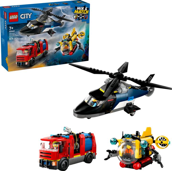 LEGO Kombinationsset mit Hubschrauber, Löschauto und U-Boot - Galaxus