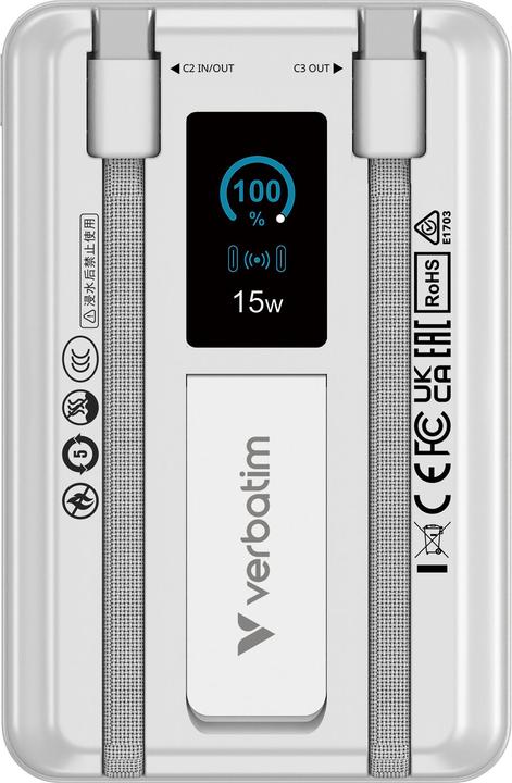 Verbatim Charge'n'Go Power Bank 2C & Display 10000mAh silver (10000 mAh ...
