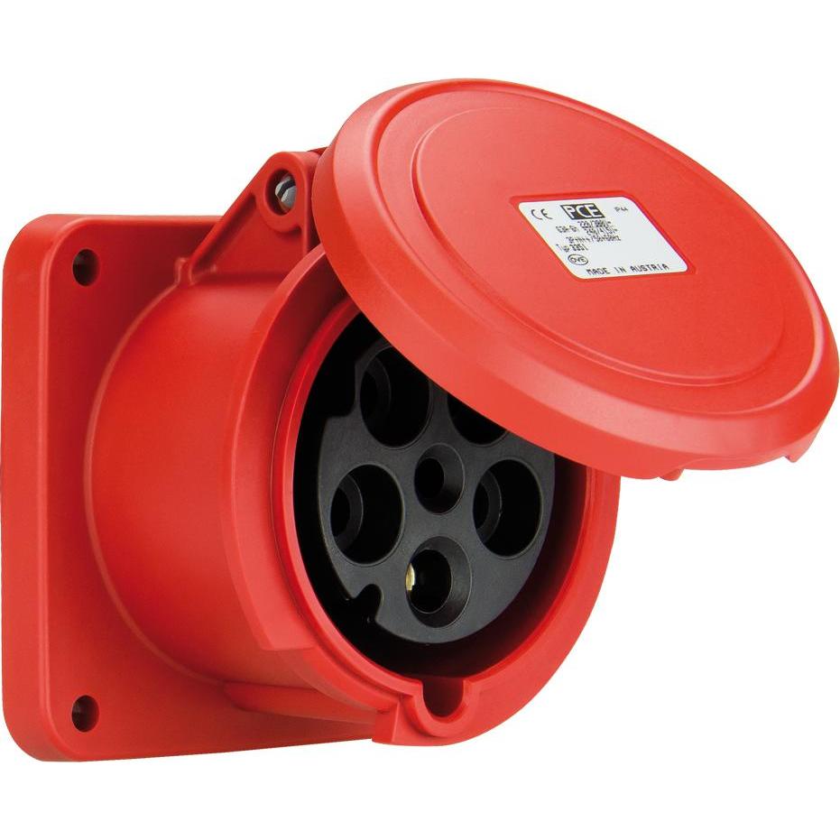 PCE 3331-6 Anbaudose gerade 63A 3p 6h IP44 Power Twist (Flansch 100x100 - Lochabstand 80x80 ...