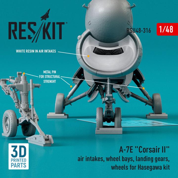 ResKit A-7E Corsair II air intakes, wheel bays, landing gears, wheels ...