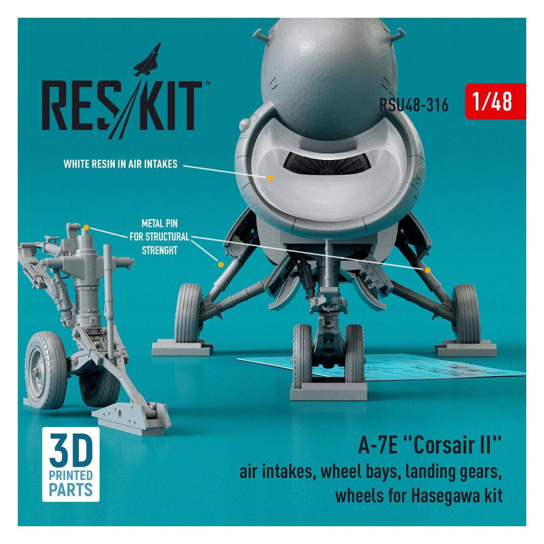 ResKit A-7E Corsair II air intakes, wheel bays, landing gears, wheels ...