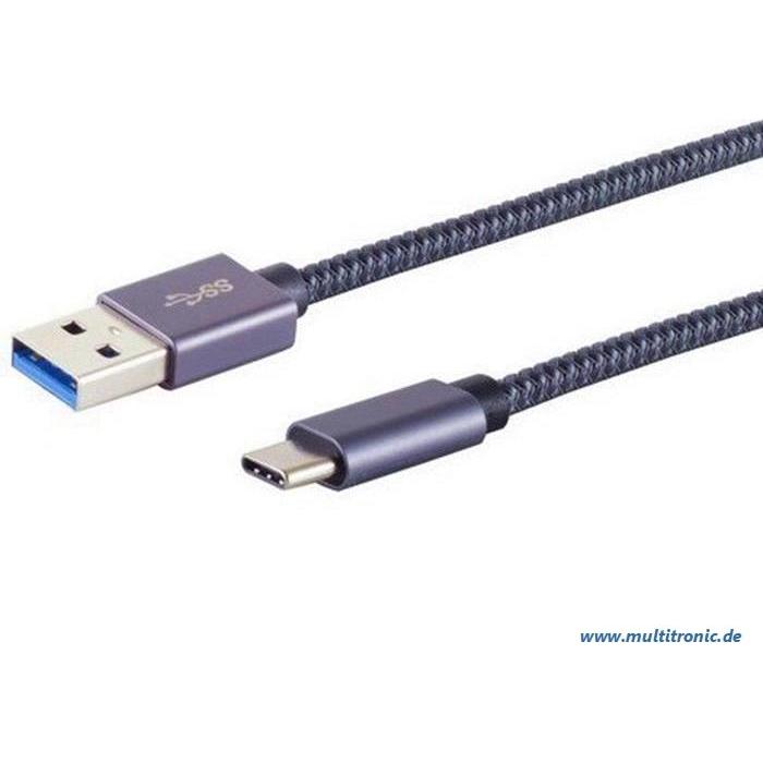 Brackton USB 3.2 Kabel Stecker A auf Stecker C Gen.2 10Gbps 50W 1.0m (1 ...