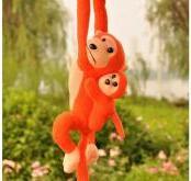 [n]fibrecare Plüsch-Maskottchen Affe mit Baby Orange 90 cm
