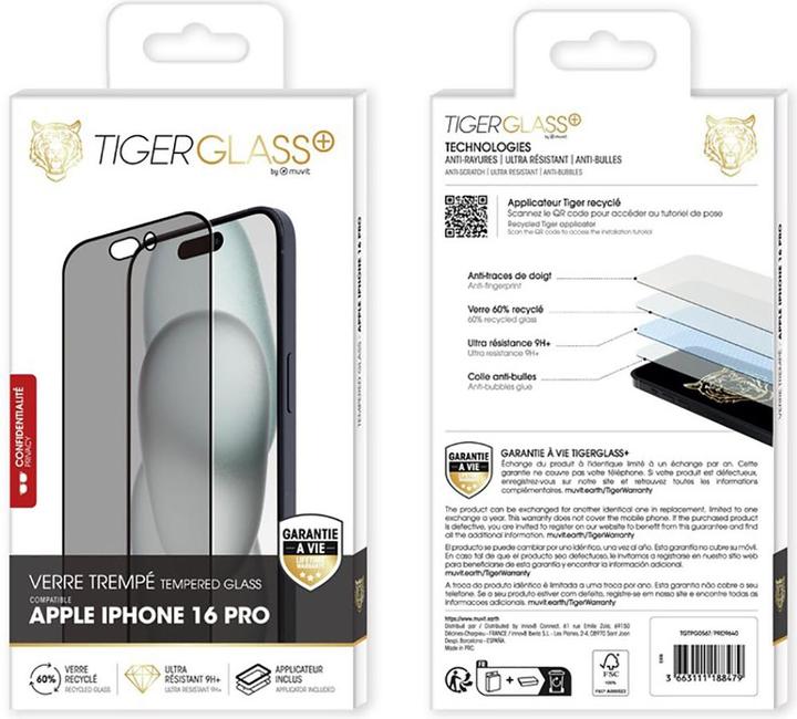 Tiger Glass Plus Verre Trempe Recycle Confidentiel Iphone 16 Pro - Galaxus