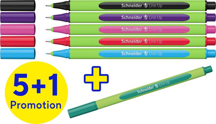 Schneider Writing utensils case 6x Fineliner Line-Up 04, promotion 5+1 ...