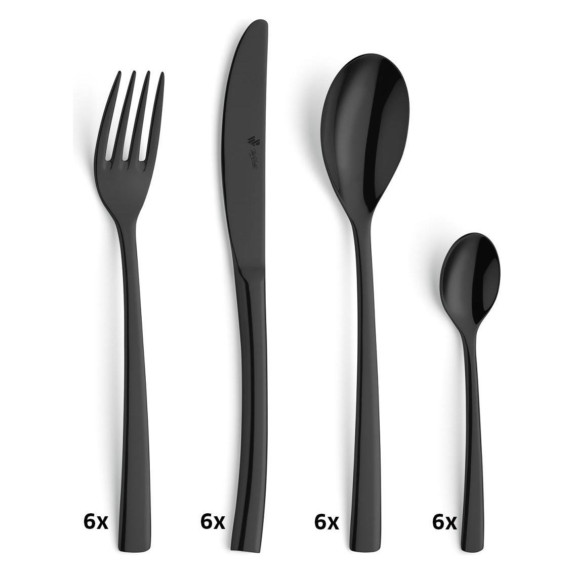 Paul Wirths Bestecke Cutlery set 24 pieces PVD black 1200 Swing (24 pcs ...