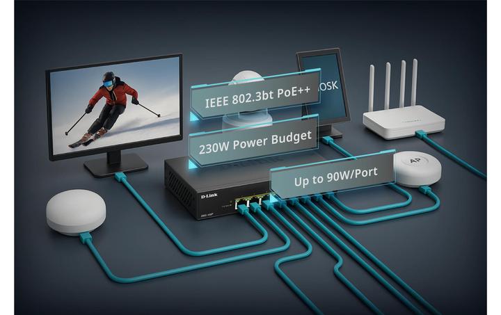 D-Link 8 ports 2.5G/MultiGig PoE Unmanaged Switch Metal - Galaxus