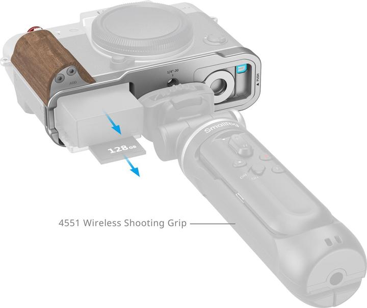 SmallRig 5667 L-Shaped Mount Plate with Wooden Handle for FUJIFILM X ...