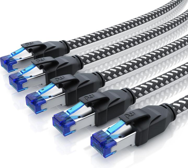 Primewire 5x CAT 8 Netzwerkkabel 40 Gbits - Baumwollmantel - LAN Kabel Patchkabel RJ45 - S/FTP ...