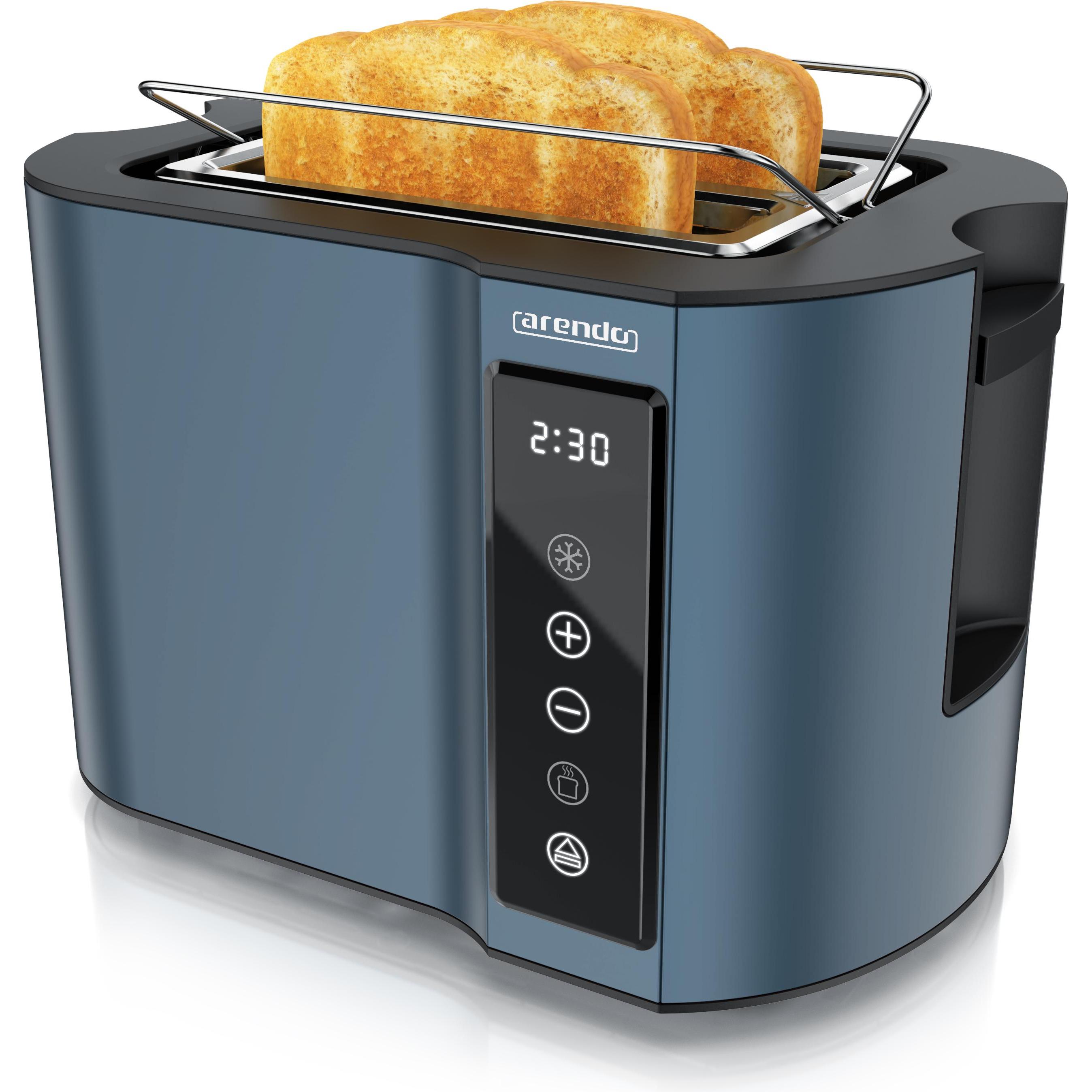 Arendo Toaster Edelstahl 2 Scheiben Kurzschlitz, Display mit ...