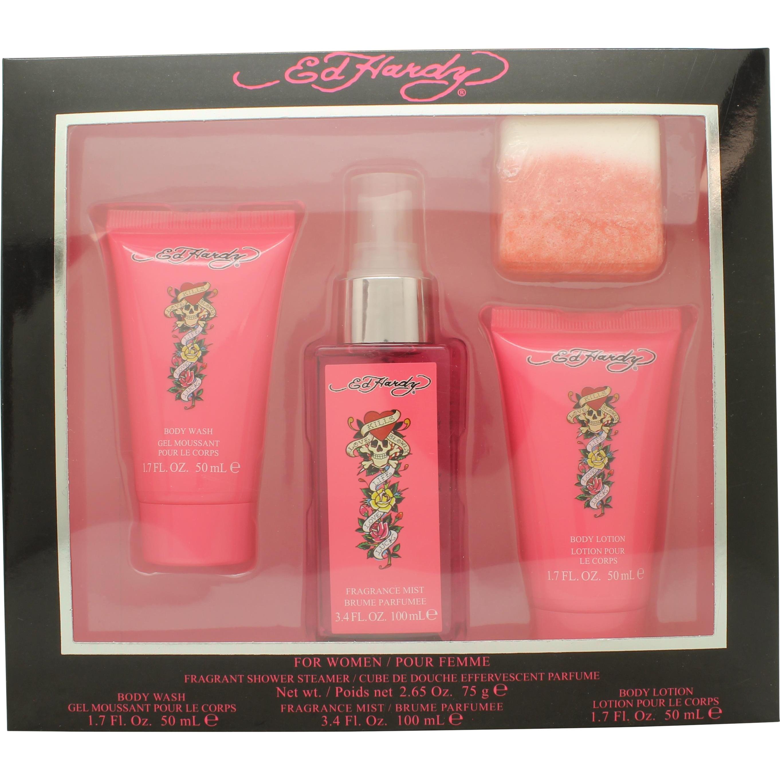 Ed Hardy Geschenkset für Frauen 100ml Body Mist + 50ml Body Wash + 50ml ...
