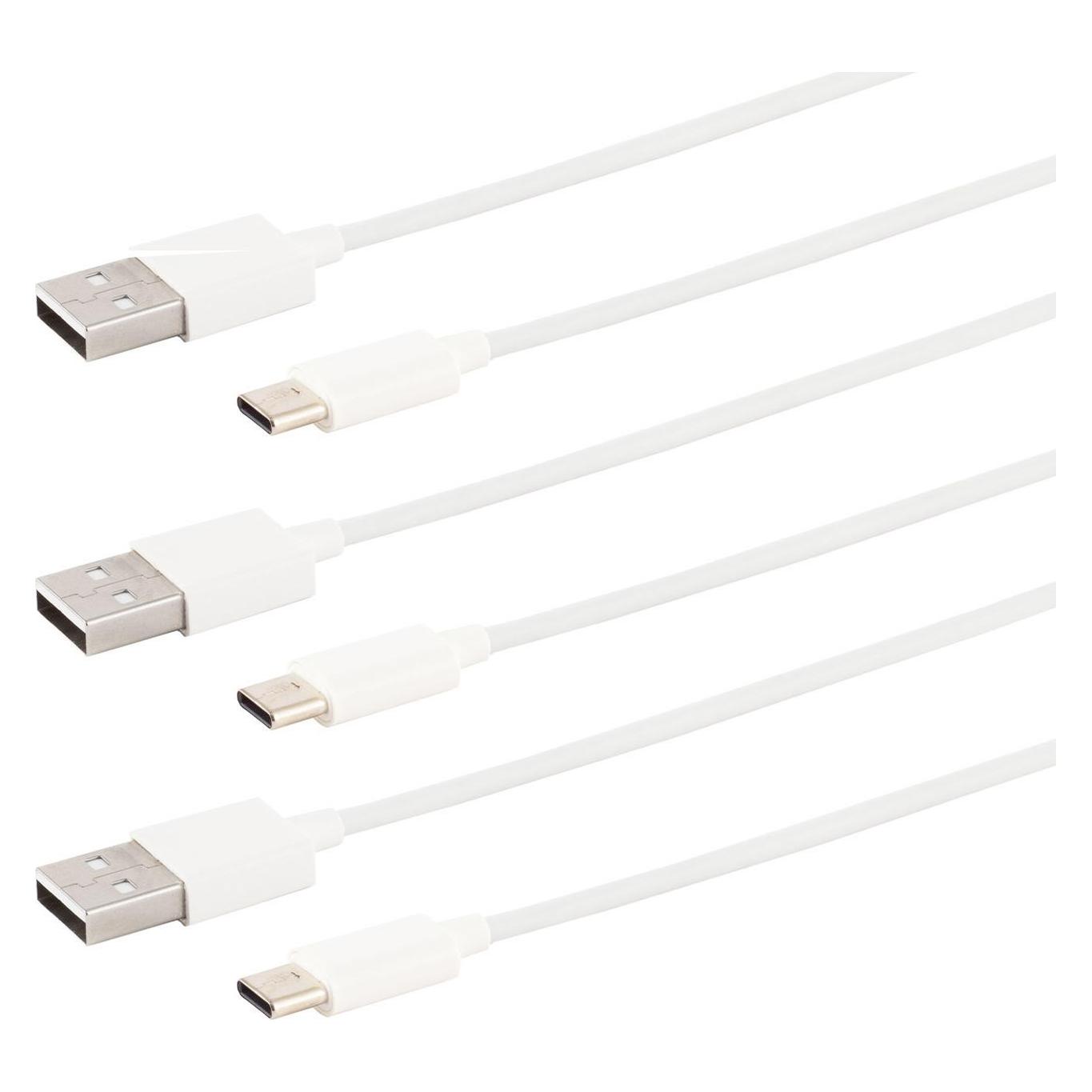 S-Impuls 3er-Set Daten- & Ladekabel, USB-A auf USB-C, weiss, 2 m