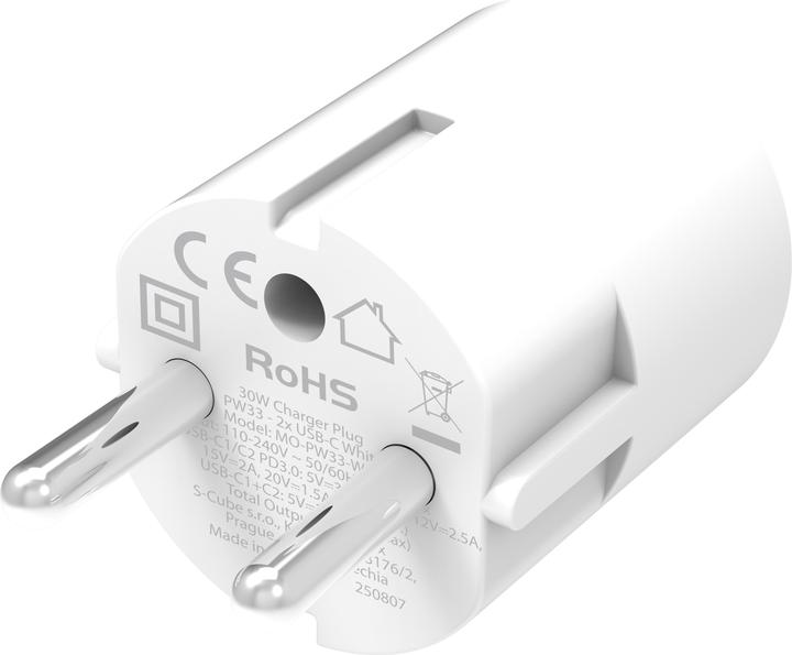 Mobile Origin 30W Charger Plug PW33 - 2x USB-C, white