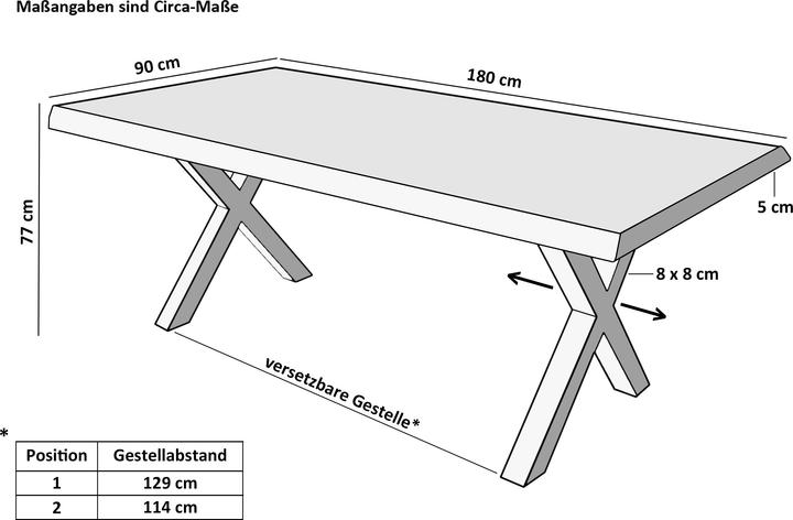 SAM CALI Baumkante massiv (180 x 90 cm) - kaufen bei Galaxus