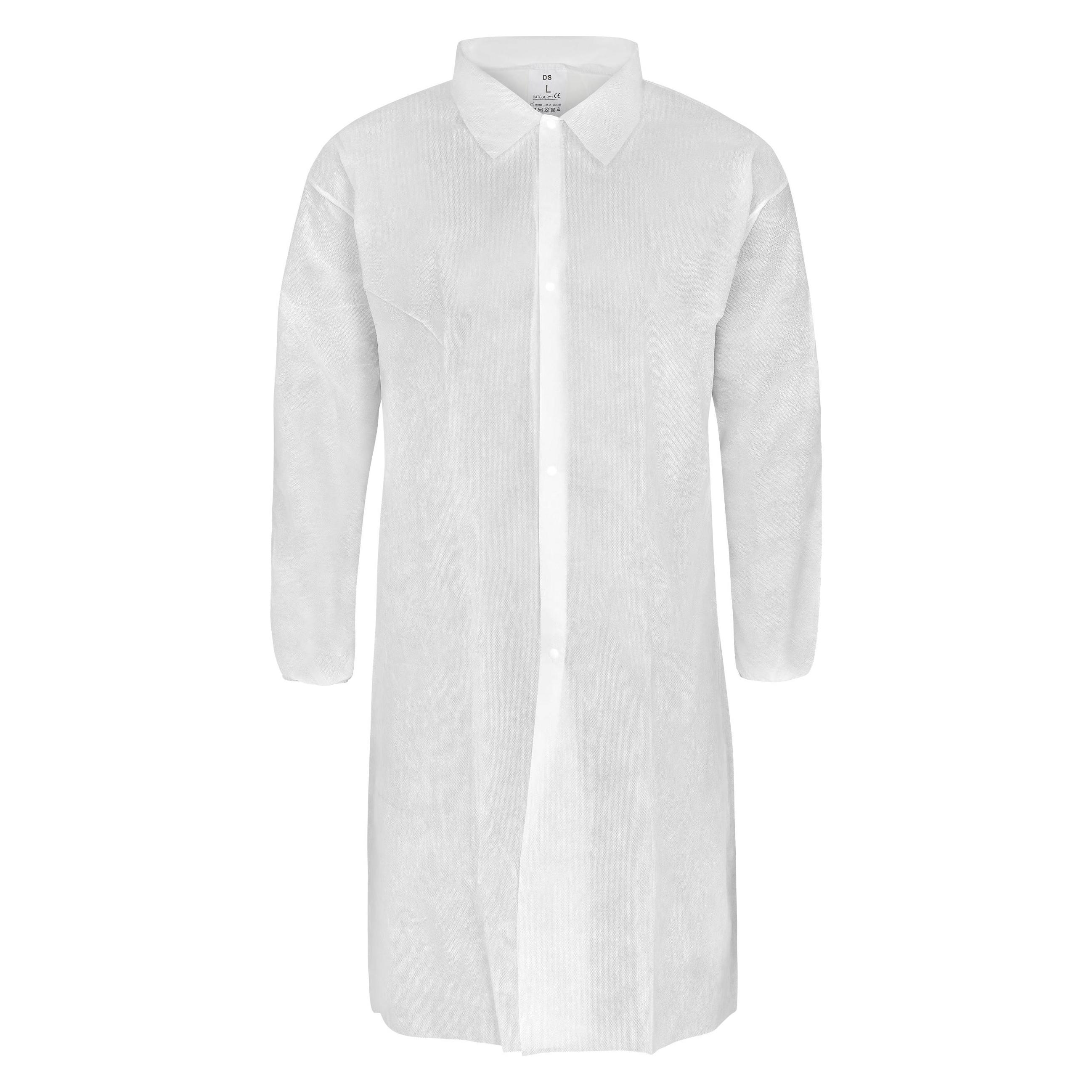 Top Swede PP-Kittel, 50 Gr/qm, 4 Druckknöpfe, Kragen, Armgum weiss, CE ...
