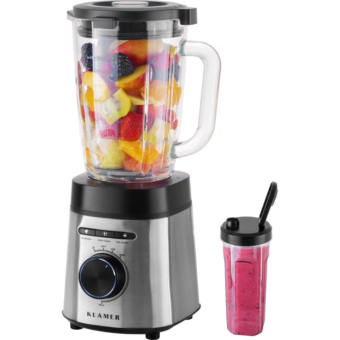 KLAMER Standmixer, 1,75 L Glasbehälter, Elektrischer Mixer mit 1400 ...