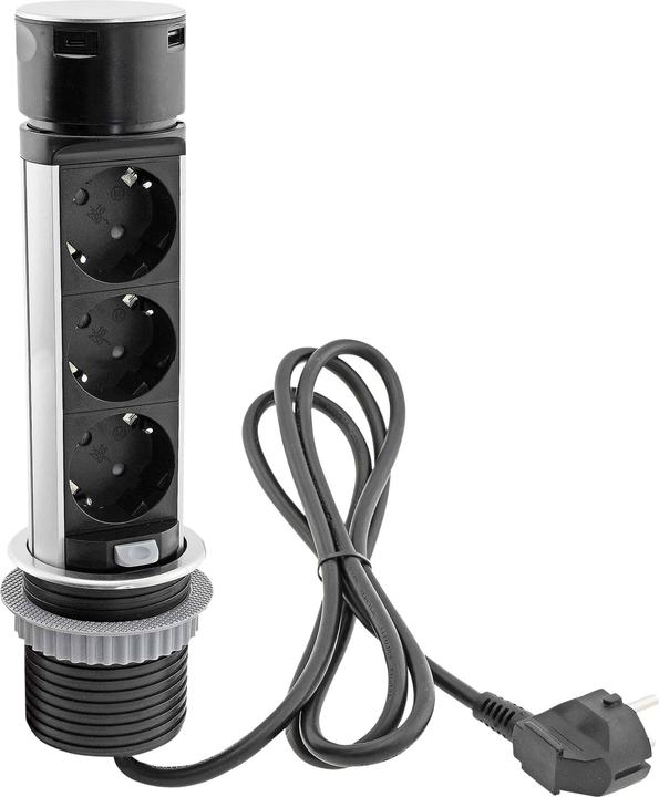 Chilitec Built-in desk socket outlet, 3-gang, UBS-A+C - buy at Galaxus