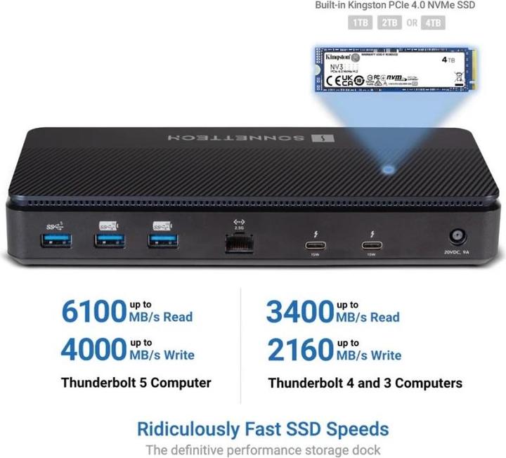 Sonnet Echo 13 Thunderbolt 5 SSD Dock - 2TB (Thunderbolt, 5 Ports ...