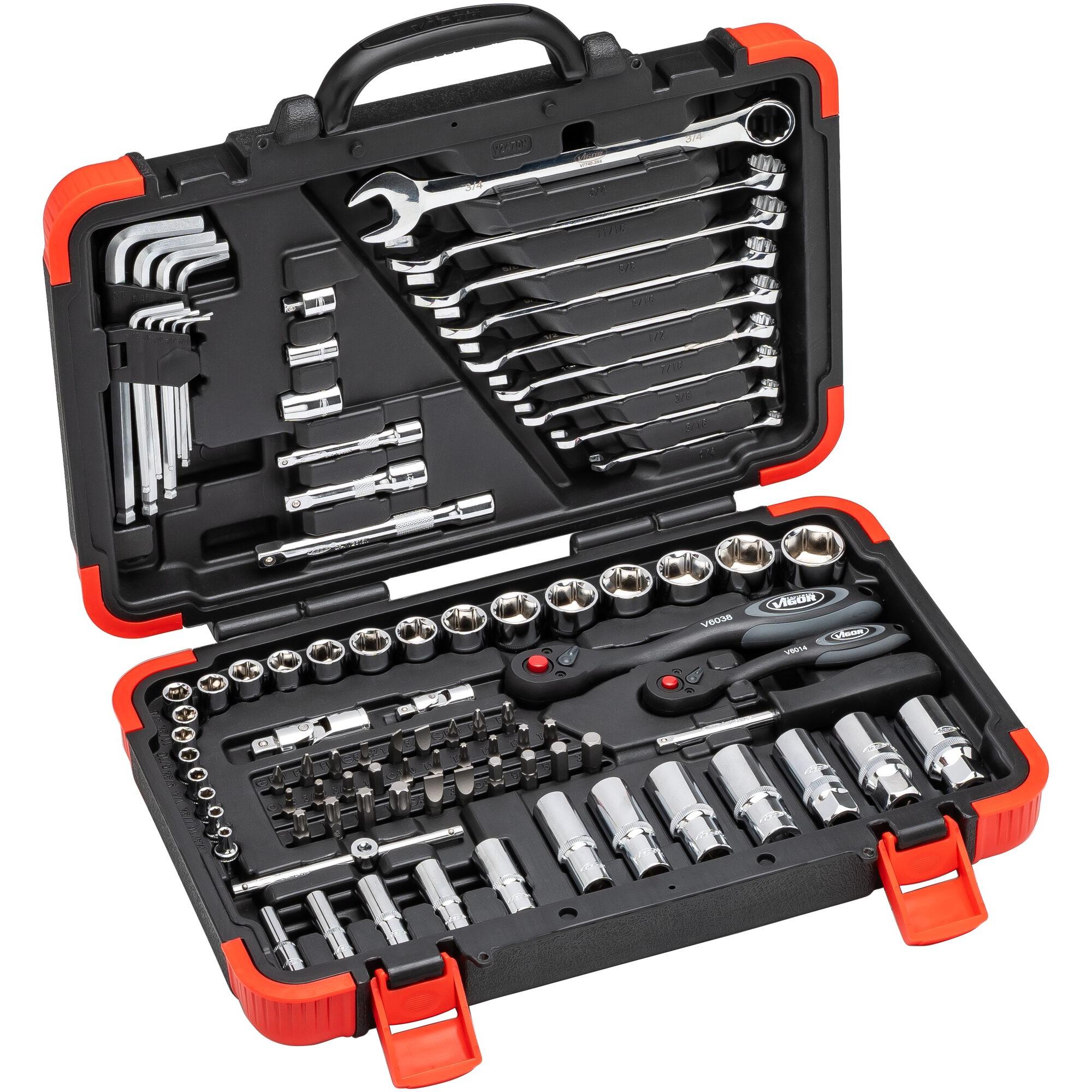 Vigor Tool case ∙ V2470N ∙ 5/16 inch (8 mm) hexagon, solid, 1/4 inch (6 ...