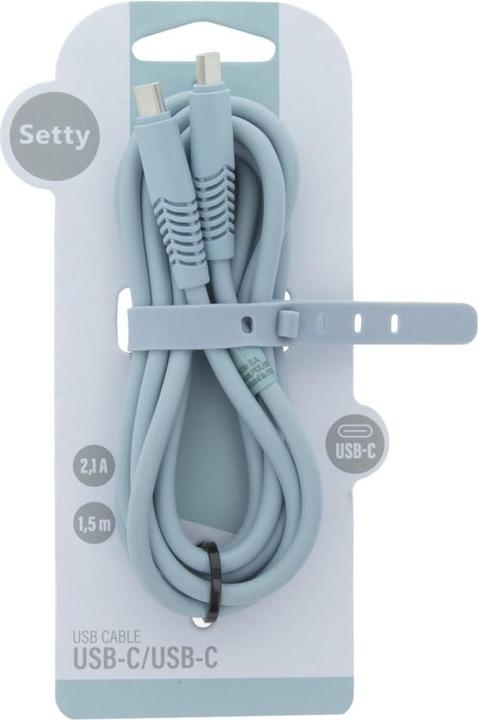 Setty Kabel USB-C - USB-C 1,5 m 2,1A KSC-C-1.523 niebieski (1.50 m, 10. ...
