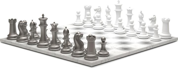 Skyline Chess Schachspiel - Serie Stahl - Weiss vs Silber - Matt finish ...