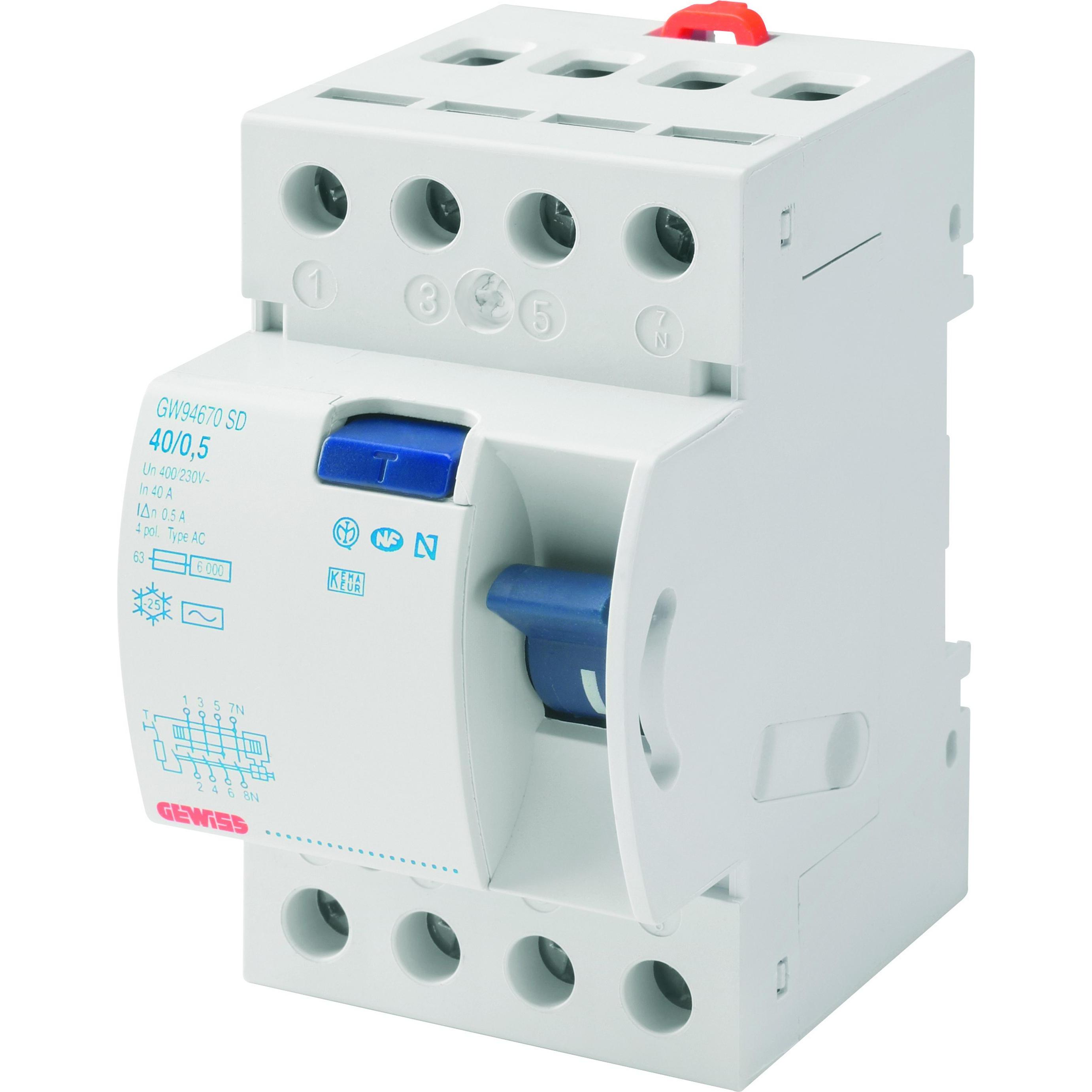 Gewiss GEWI GW94867 Residual current circuit-breaker (RCCB) 25/0.03A ...