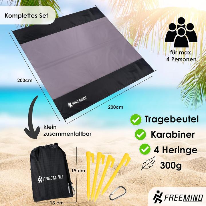 Freemind Ultraleichte Picknick- und Stranddecke, 2x2 m - Galaxus