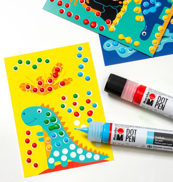 Marabu KiDS Dot Pen Set ""Dino"", 4 x 25 ml water-based, in liner ...