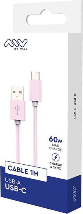 My Way Câble USB-A USB-C 1m Rose (1 m, 60 W) - acheter sur Digitec