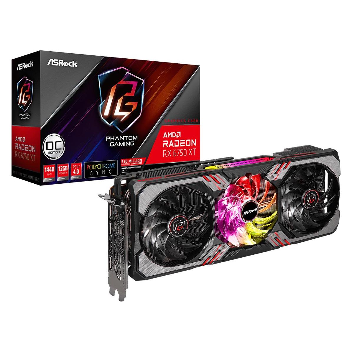 AsRock Graphics card AMD Radeon RX 6750 XT Phantom Gaming D 12GB OC ...