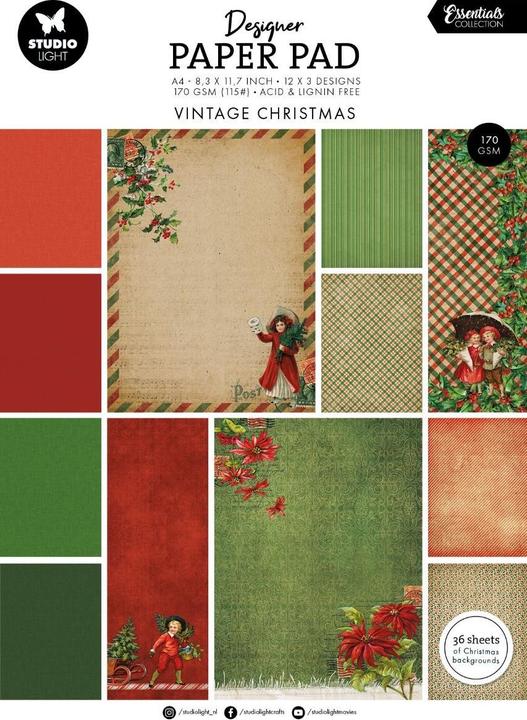 art by marlene Designer Paper Pad "Vintage Christmas" 36 Sheets ...