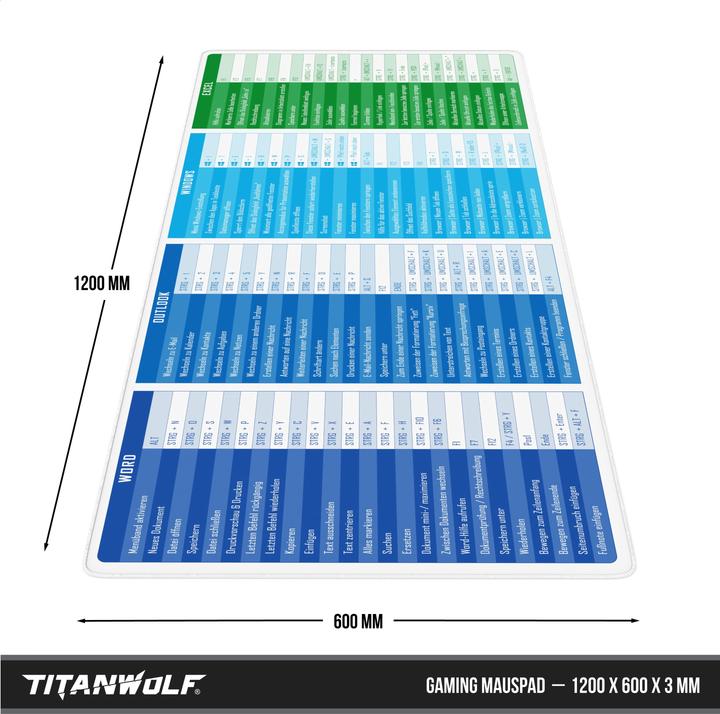 Titanwolf Mauspad XXXL Gaming Speed Mousepad 1200 x 600 x 3 mm ...