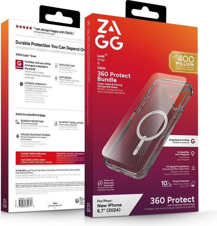 Zagg 360 Protect Bundle, Cover, Apple, iPhone 16+, 17 cm (6.7 ...