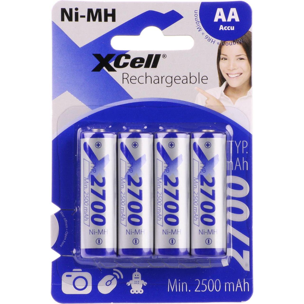 XCell 4er-Set Akkus Typ AA (Mignon), Ni-MH, 1,2V / 2700mAh - Galaxus