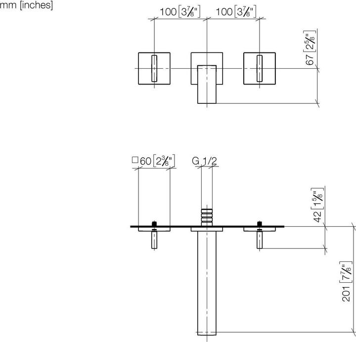 Dornbracht MEM Mitigeur mural pour lavabo sans vidage, saillie 200mm ...