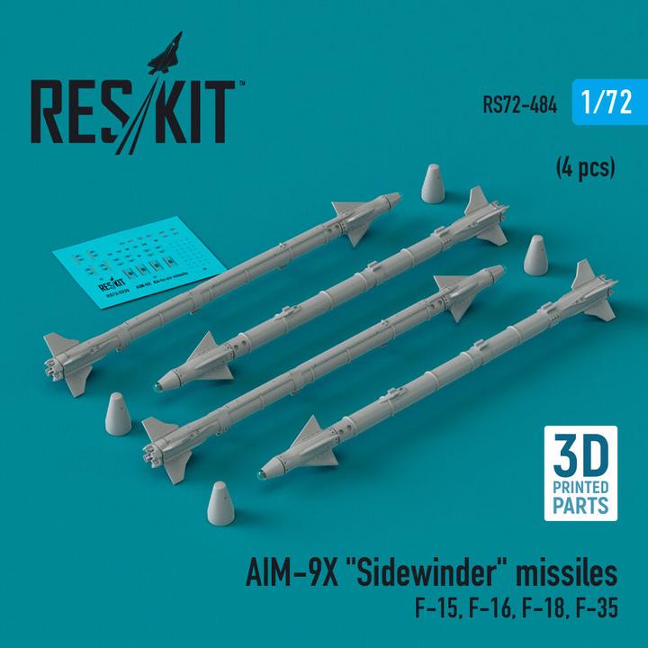 ResKit AIM-9X Sidewinder missiles (4 pcs) (F-15, F-16, F-18, F-35) (3D ...