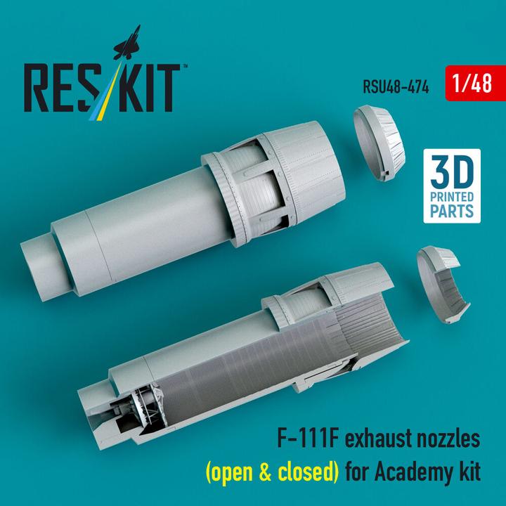 ResKit F-111F exhaust nozzles (open & closed) for Academy kit (3D Printed)