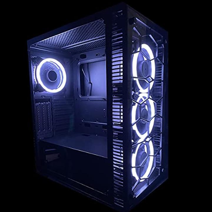 SaharaGaming P44 BLACK Gaming Tempered Glass Case with Fan Hub 4 x ...