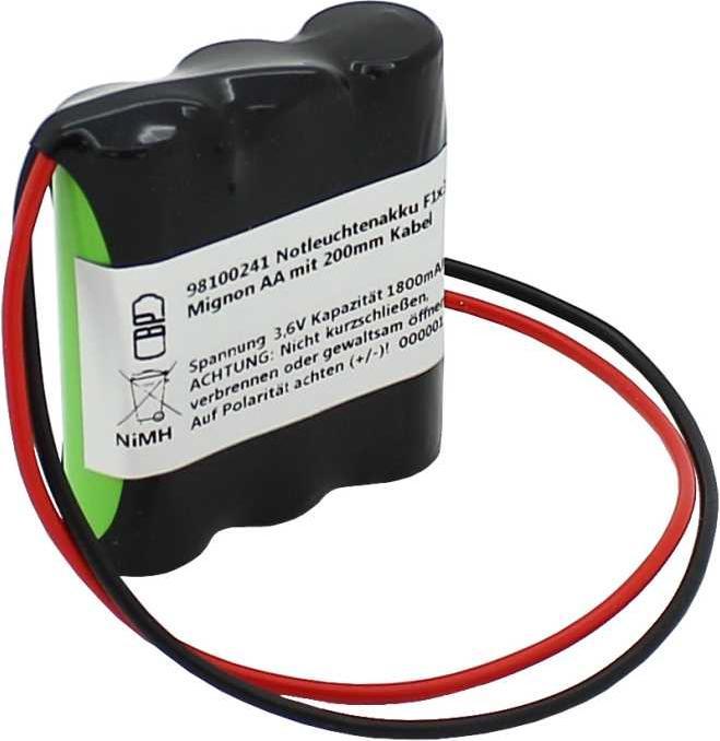 XCell Notleuchtenakku NiMH 3,6V 1800mAh F1x3 Mignon AA mit 200mm Kabel ...
