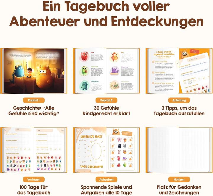 GefühlstagebuchfürKinder:Orange (A5, Harter Einband)