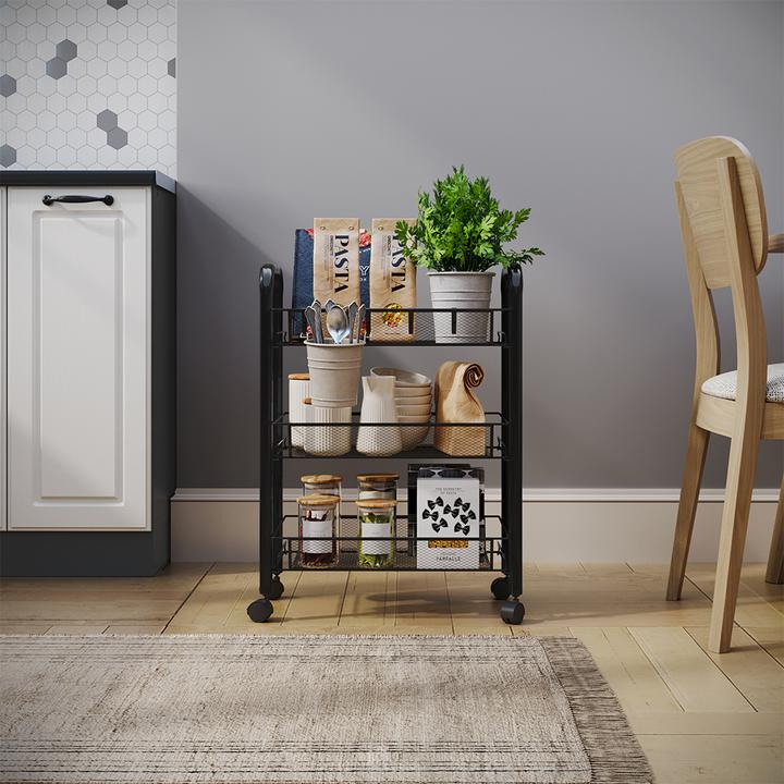 Vicco Rollcontainer Tarro, Schwarz, 45 x 64 cm mit 3 Ablagefächern (45 ...